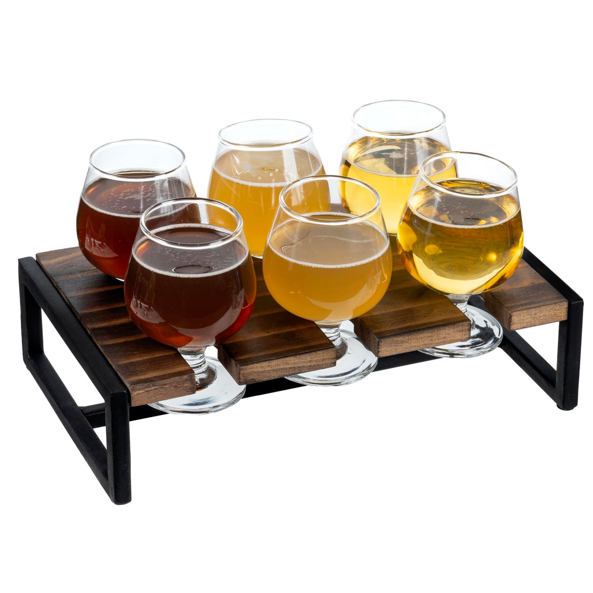MyGift Urban Industrial Beer Whiskey Flight Board Tasting Set Includes ...