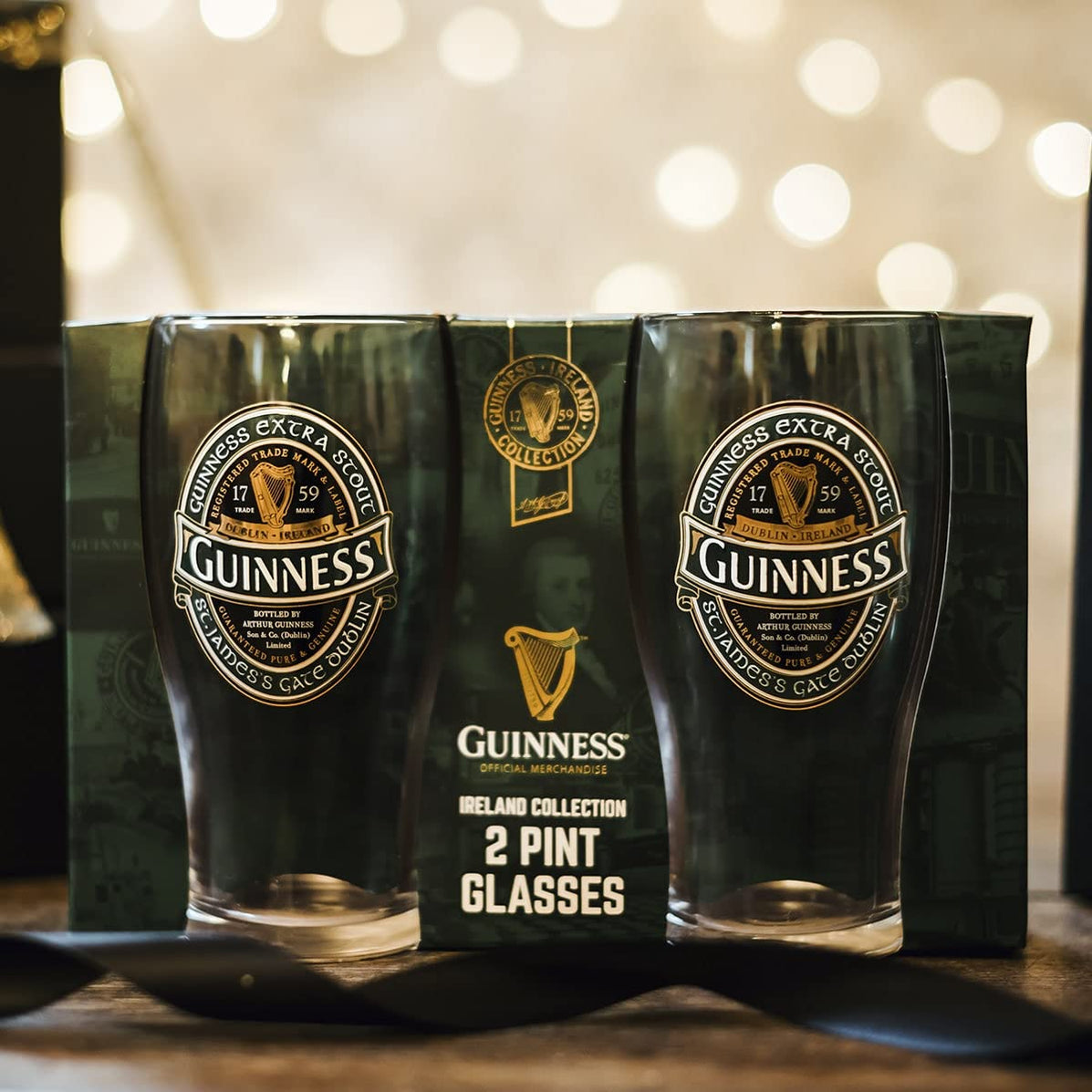 Guinness Stout Beer Glass Green Ireland Collection Twin Pack | Officia ...