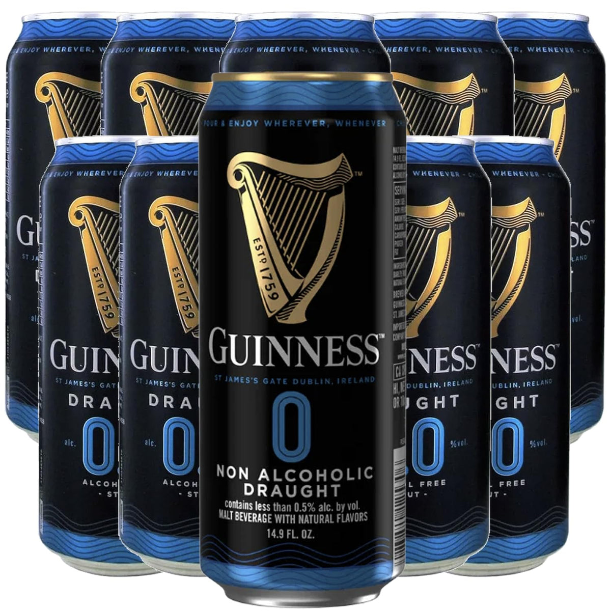 Guinness 0 Zero 10 Pack Non-Alcoholic Draught Stout Beer | 14.9oz Cans ...