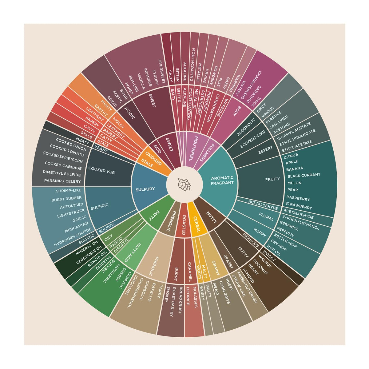 Beer Flavor Wheel – Craft Beer Tasting Chart Art Print – Hop Aroma Pos ...